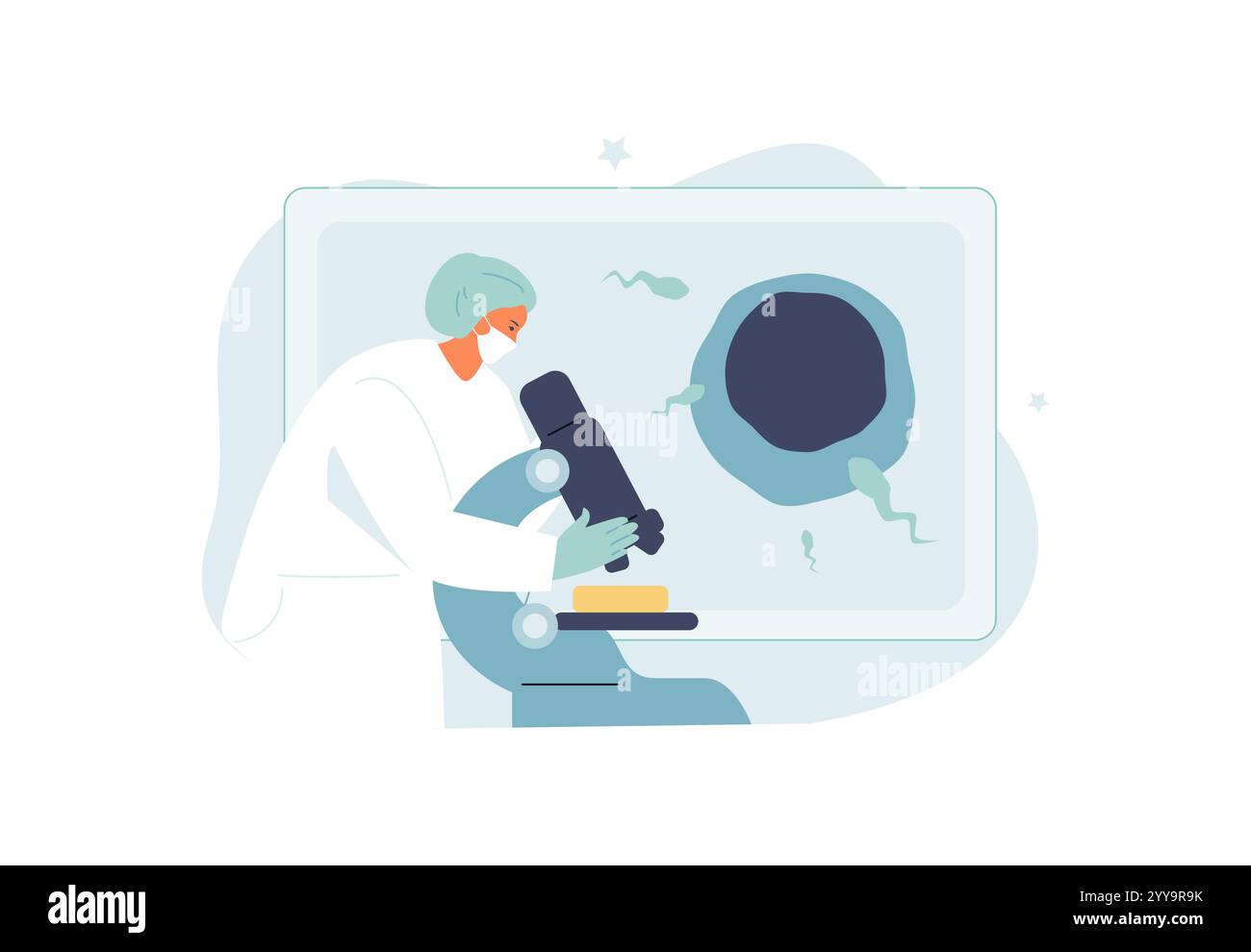 Doctor embryologist reproductologist works with a microscope. In vitro ...