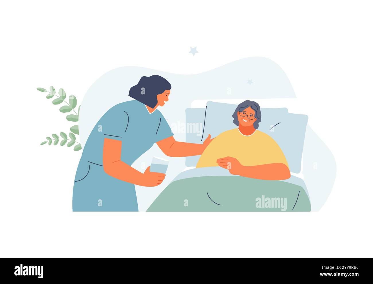 Nurse taking care of a sick old woman. Palliative and psychological ...