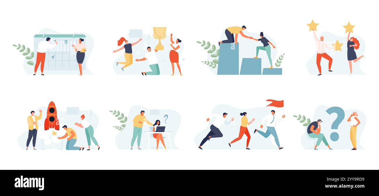 Business people set concept. Planning, startup, coaching and problem ...