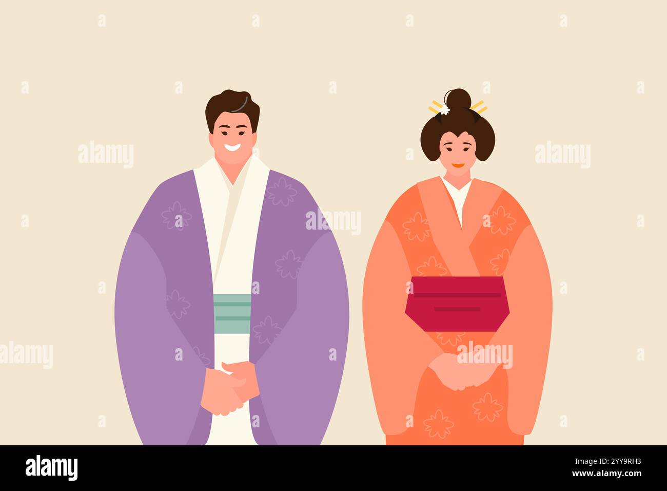 Japanese people in traditional national costumes. Welcome to Japan ...