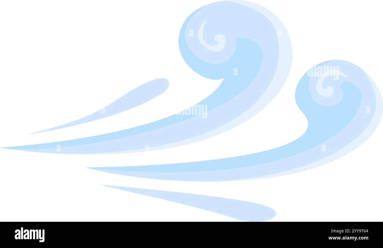 Light blue wind flowing from left to right, swirling into graceful ...