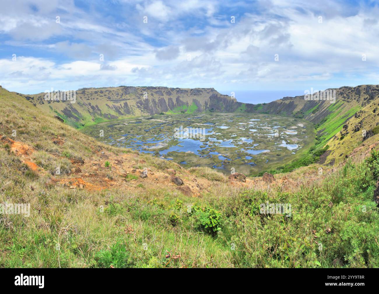 Rano Kau extinct volcano of Easter Island, Chile Stock Photo - Alamy