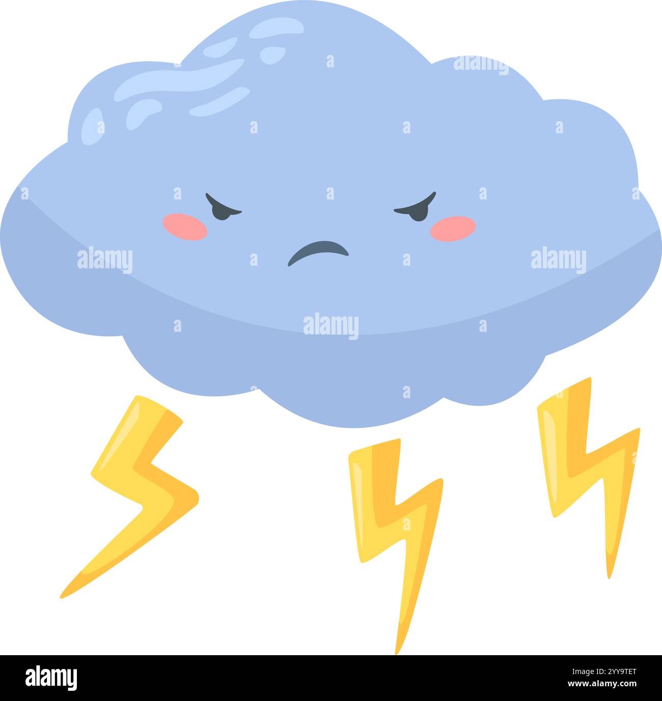 Stylized, cartoon depiction of a storm cloud with an angry expression ...