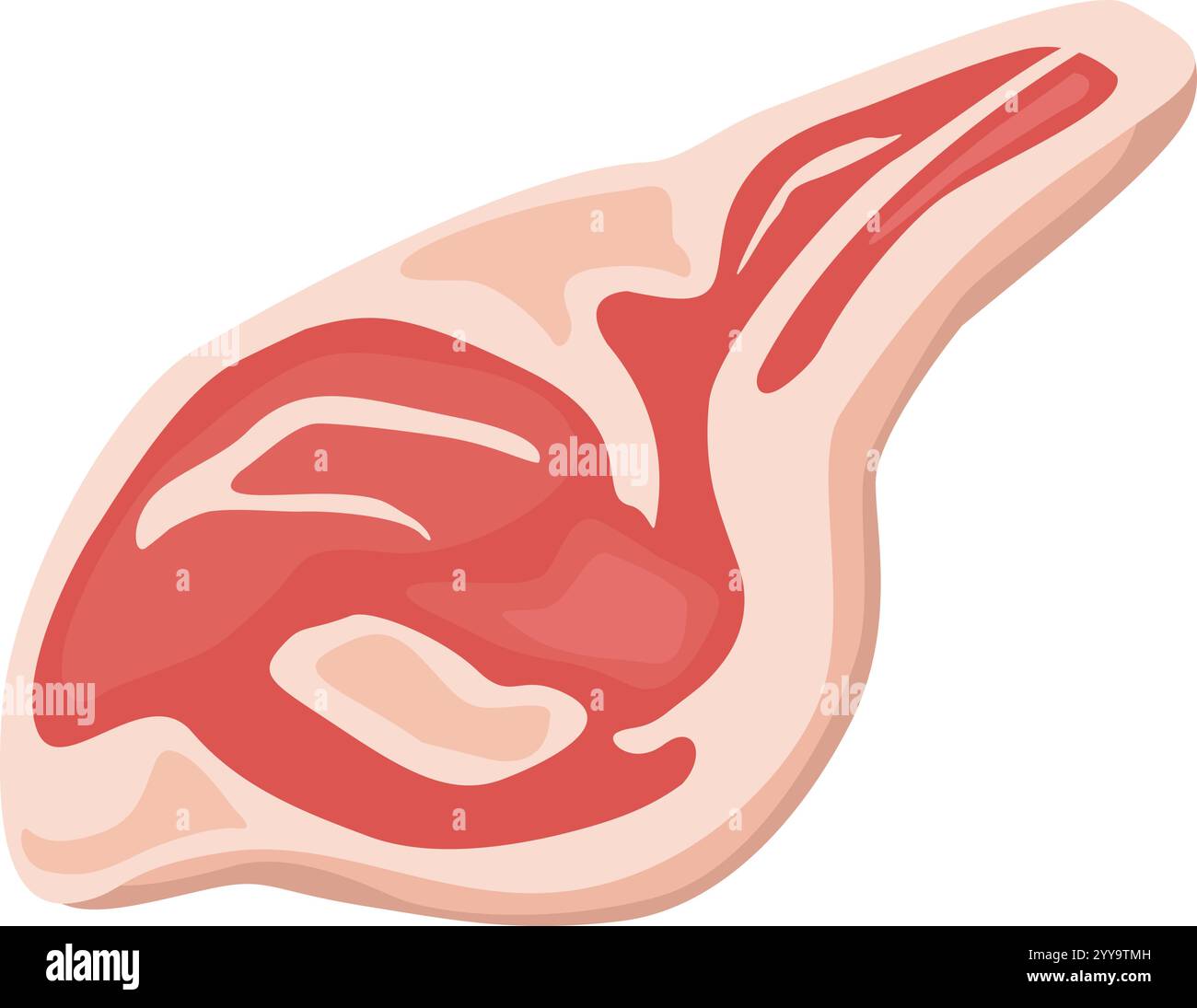Cartoon drawing featuring a vibrant piece of fresh red meat with ...