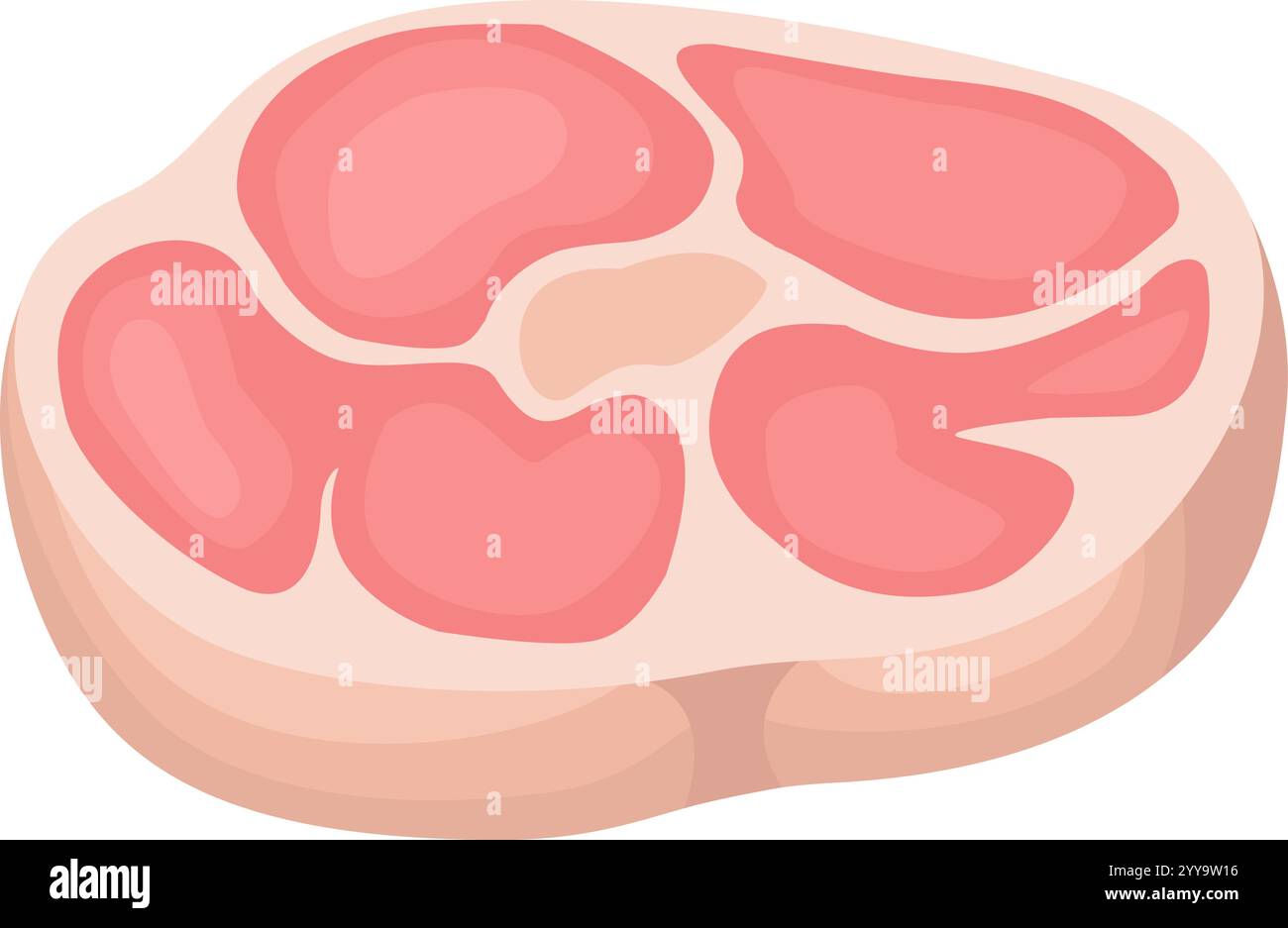 Cartoon illustration of a slice of red meat with fat, symbolizing the ...