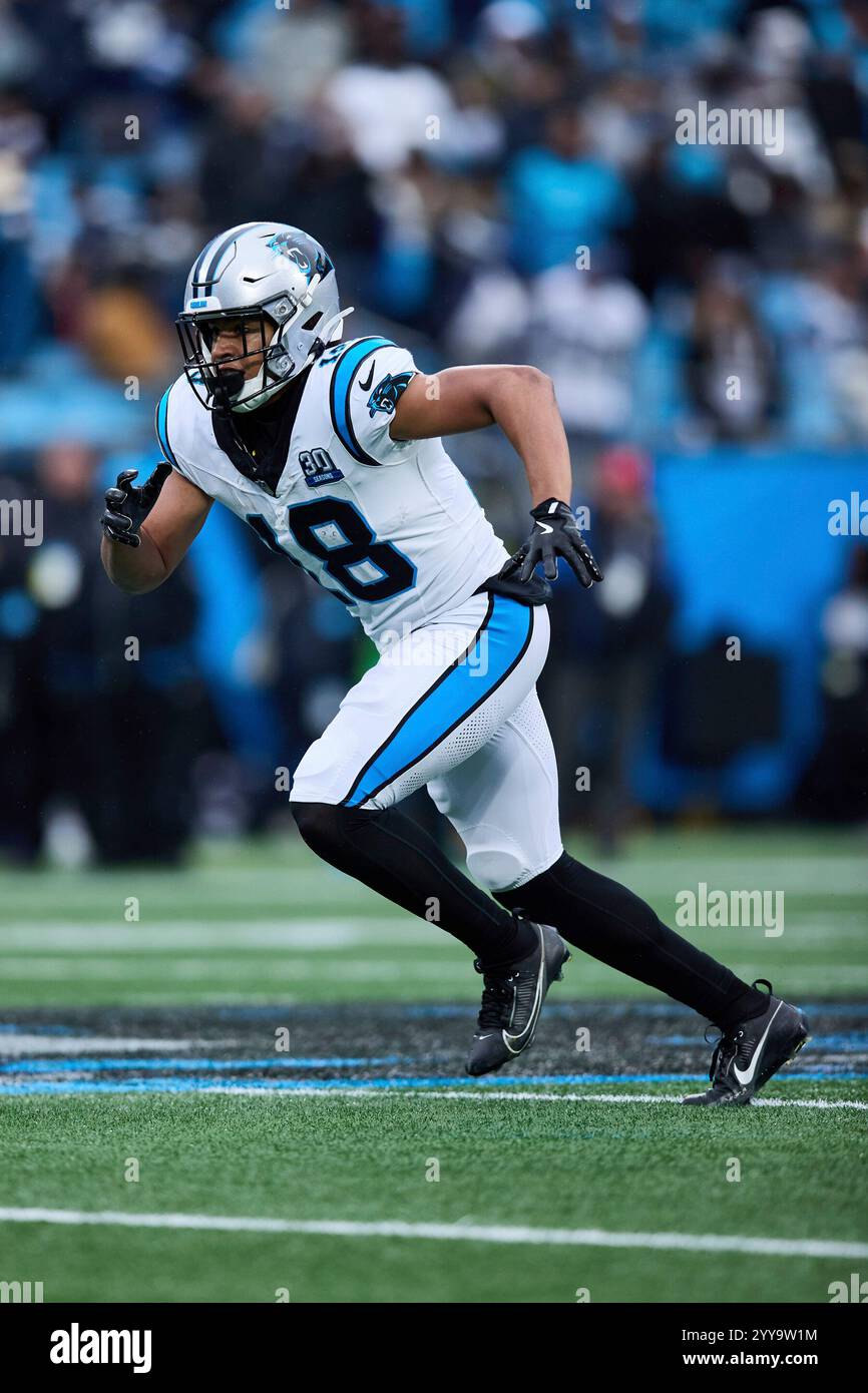 Carolina Panthers wide receiver Jalen Coker (18) runs a route during an ...