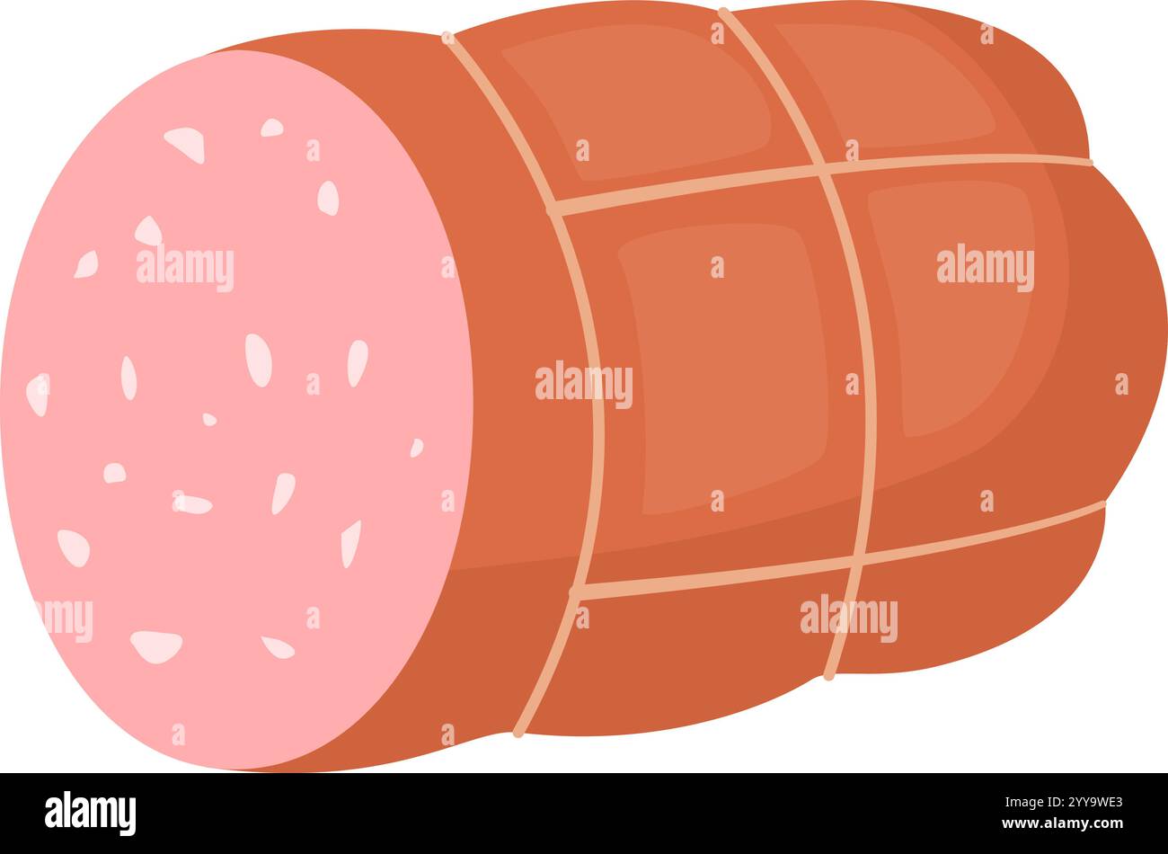 Large sausage roll tied with string, revealing a cross section of pink ...