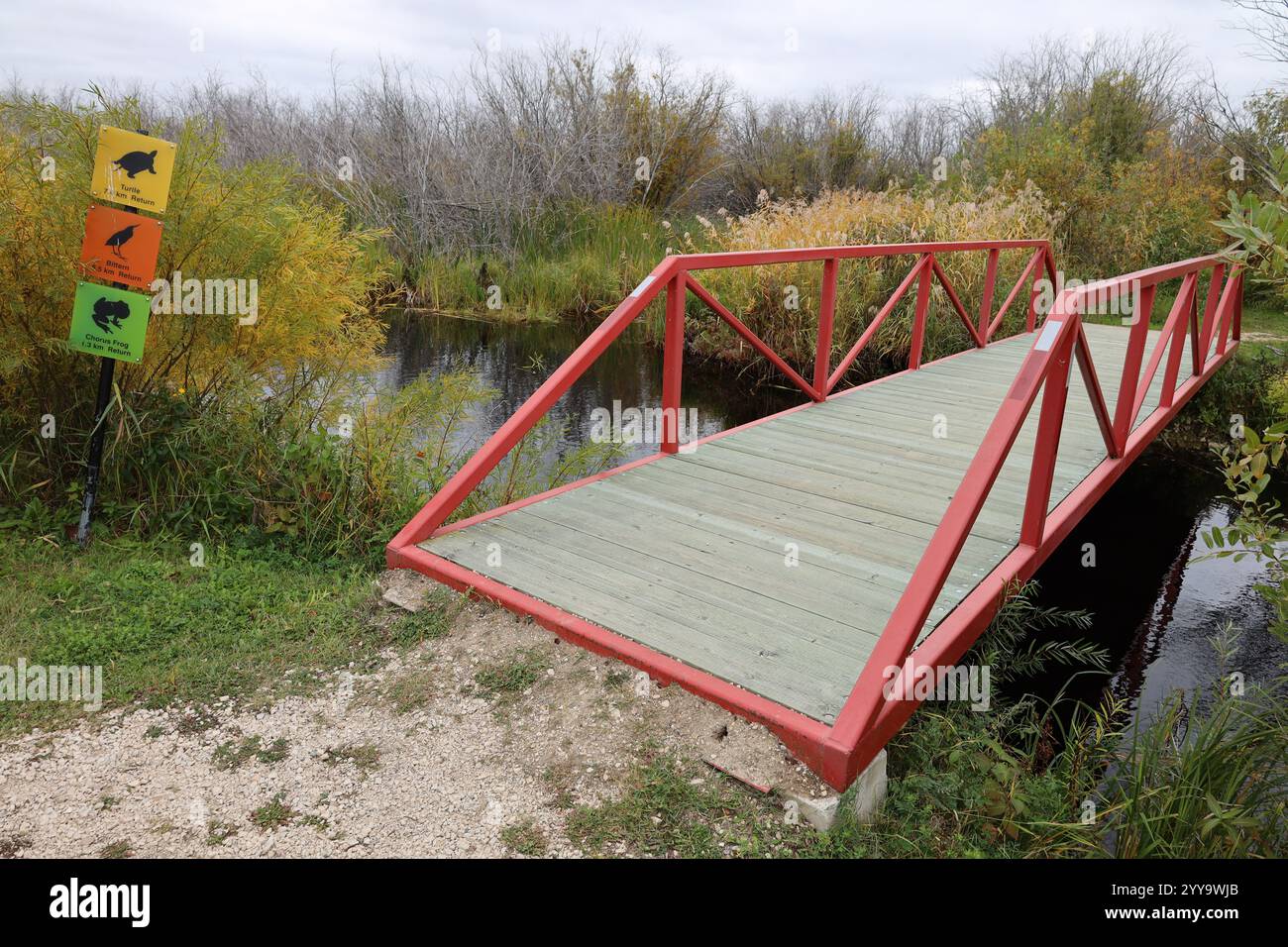 sturdy modern bridge across open water channel Stock Photo - Alamy