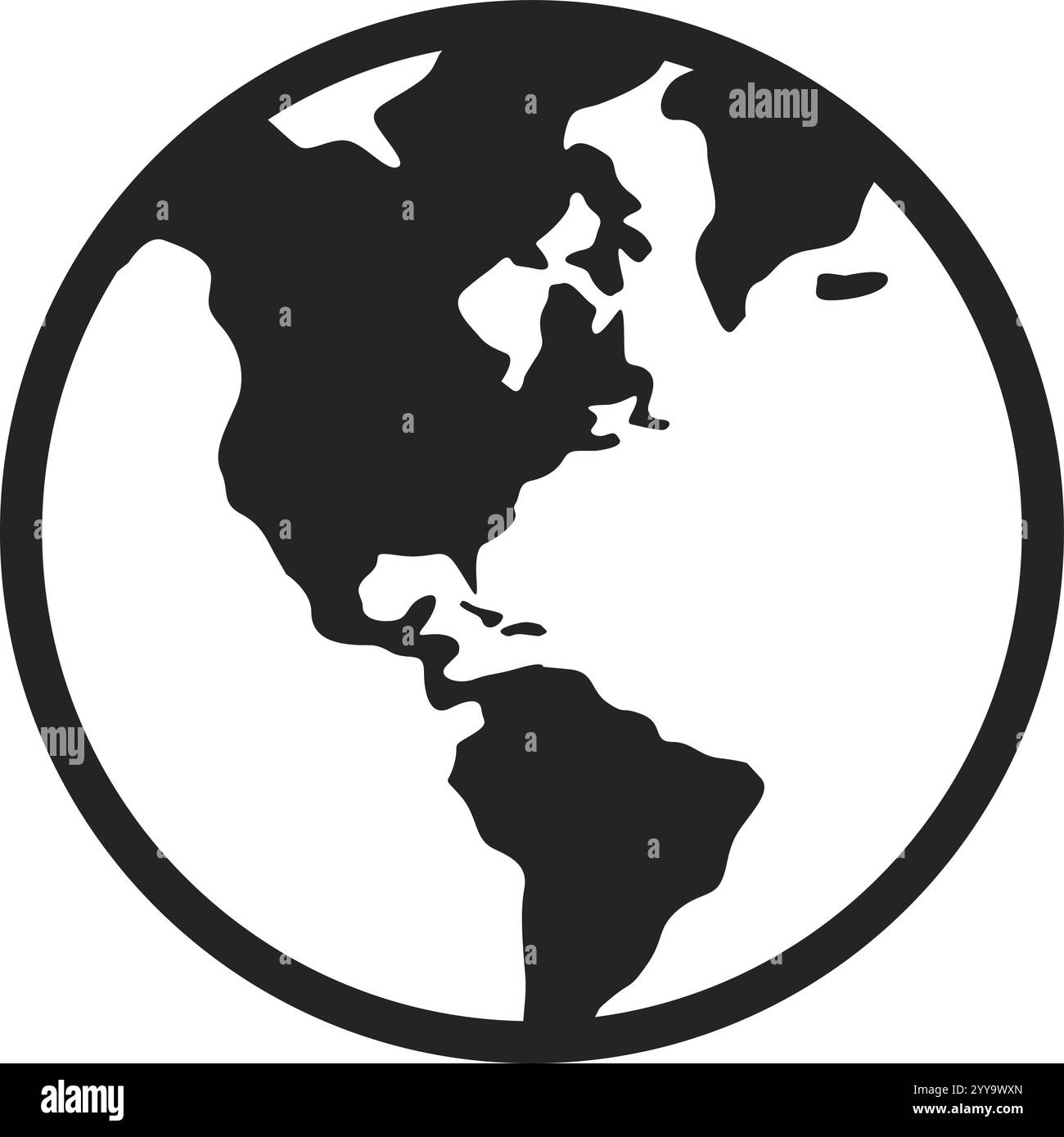Simple earth globe icon showcasing North and South America, perfect for ...