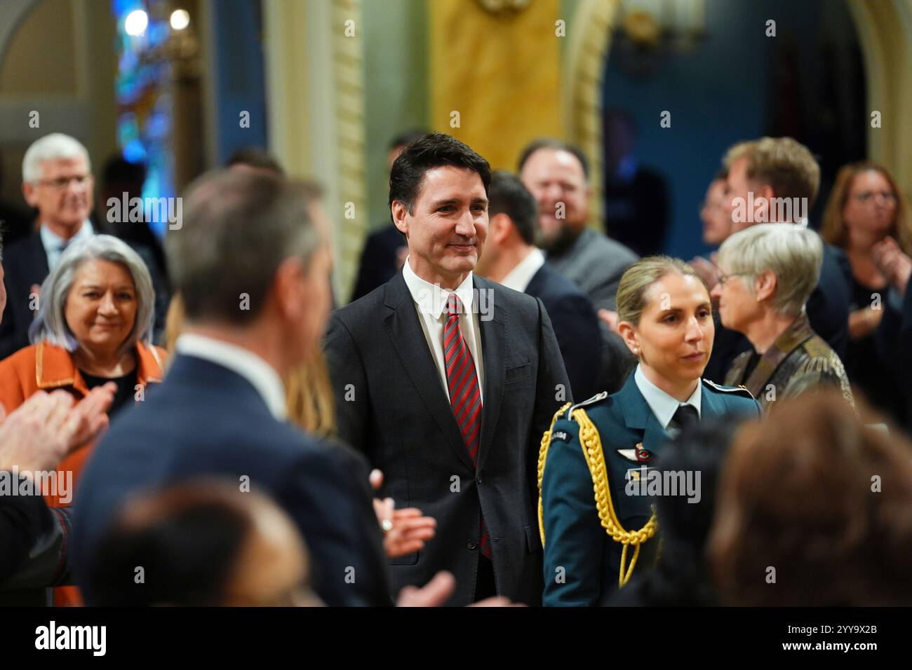 Prime Minister Justin Trudeau arrives at a cabinet swearing-in ceremony ...