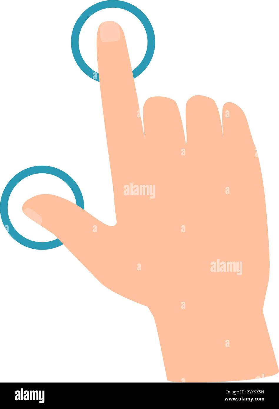 Multi touch hand gesture pinching on a touchscreen, zooming in or ...