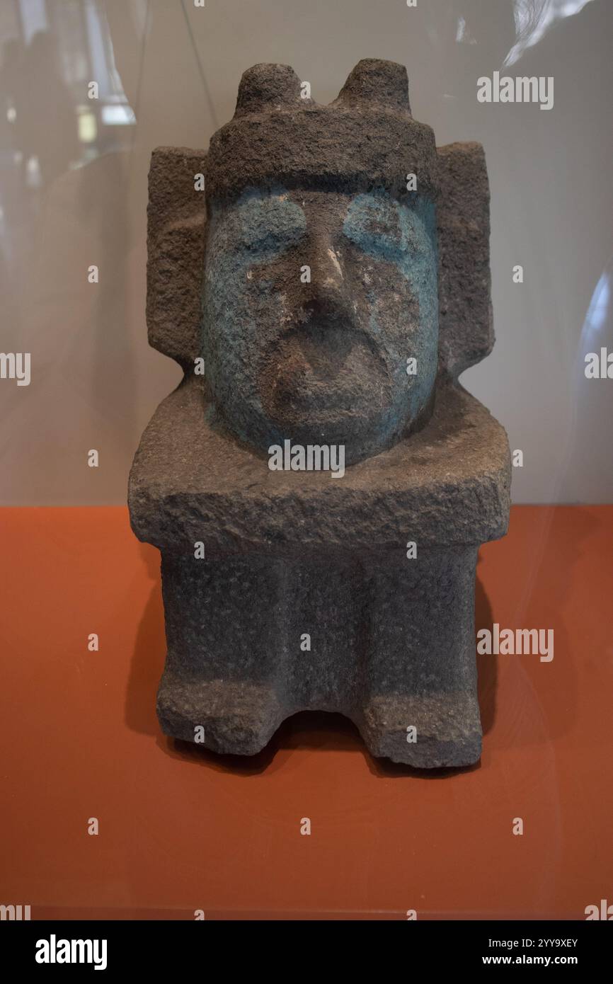 Mexico City, Mexico November 12, 2024: Stone sculpture of Xiuhtecuhtli ...