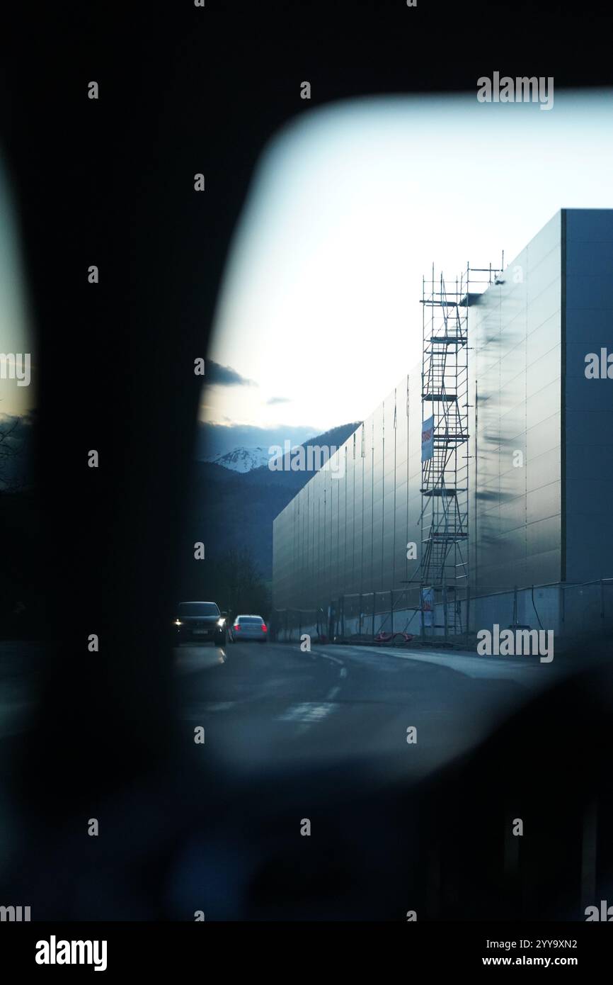 Big industrial black warehouse building, Slovakia,Trencin, March 20 ...