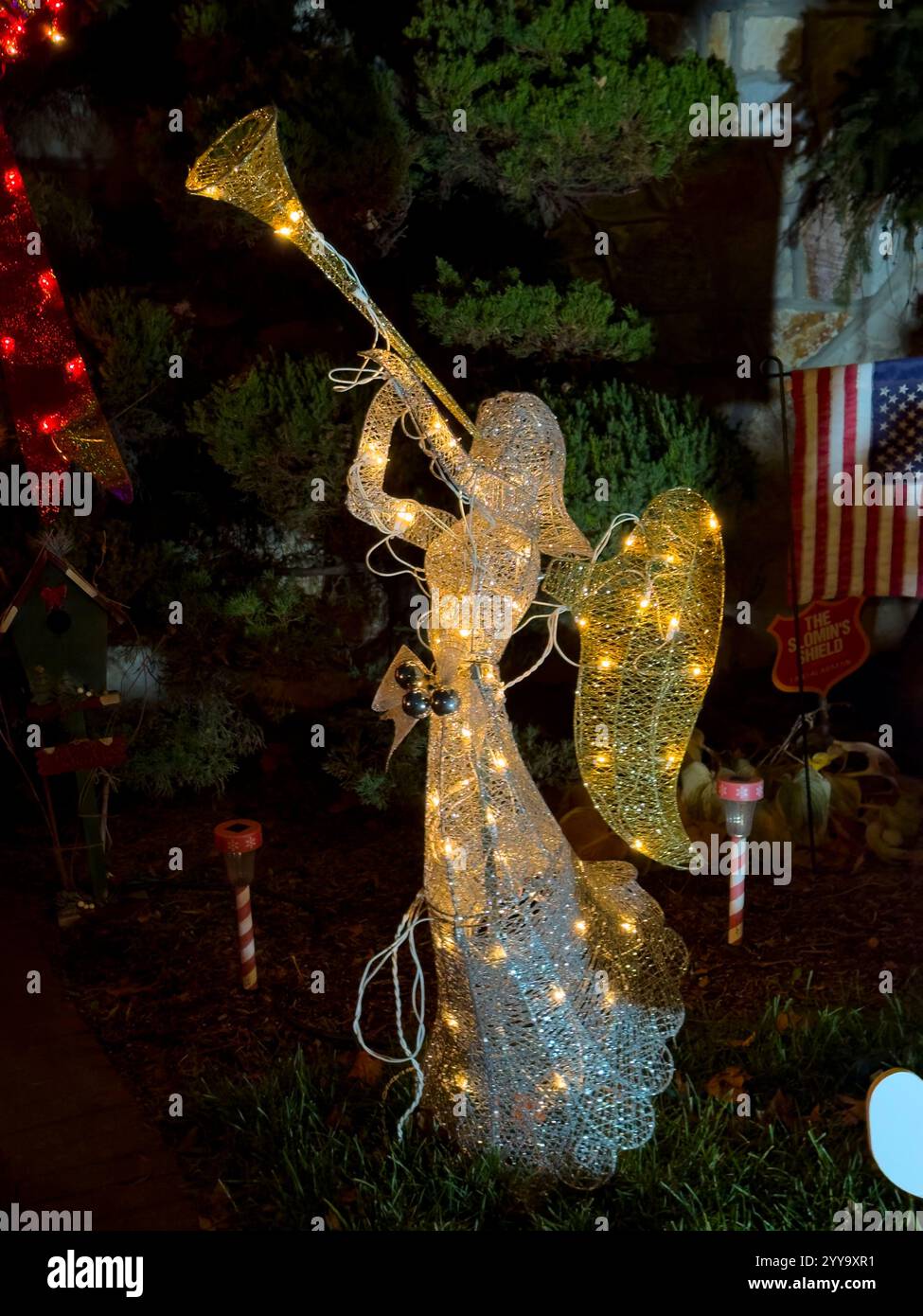 Lighted Christmas Angel Decoration, Bay Ridge, Brooklyn, New York City ...