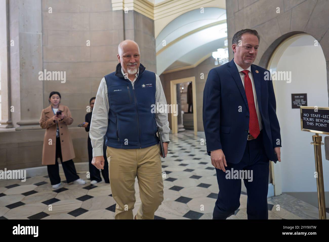 Rep. Chip Roy, R-Texas, left, and Rep. Michael Cloud, R-Texas, arrive ...