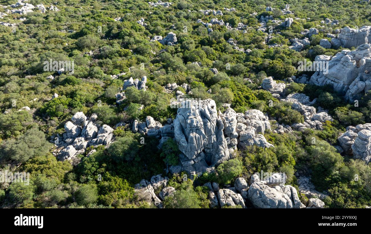 aerial view of the Sierra de la Utrera in the province of Malaga, Spain ...