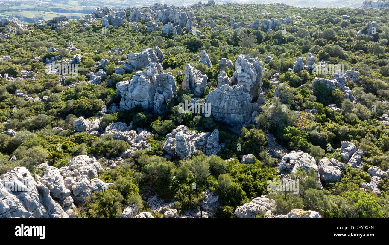 aerial view of the Sierra de la Utrera in the province of Malaga, Spain ...