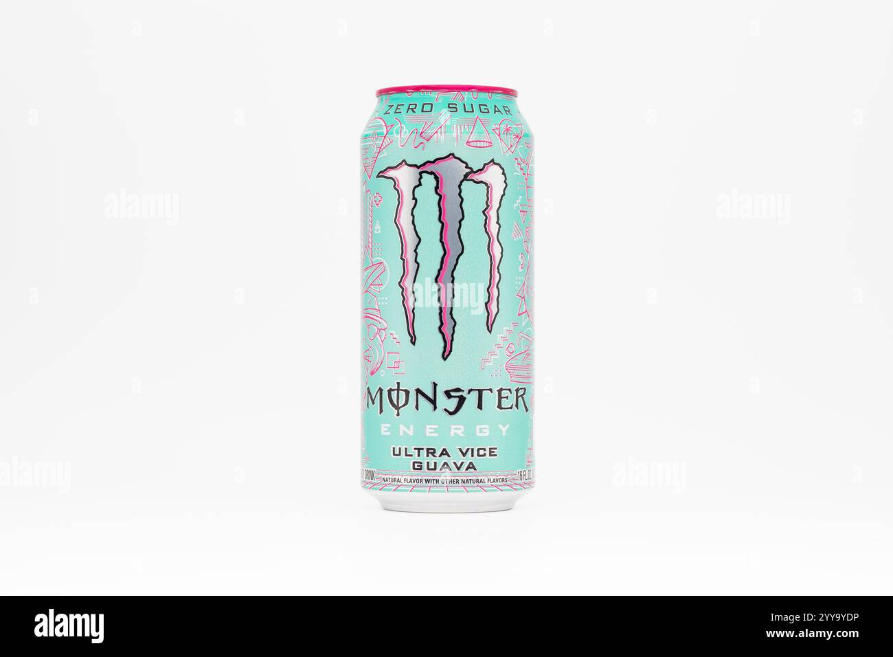 Monster Energy Ultra Vice Guava beverage. The zero sugar energy drink ...