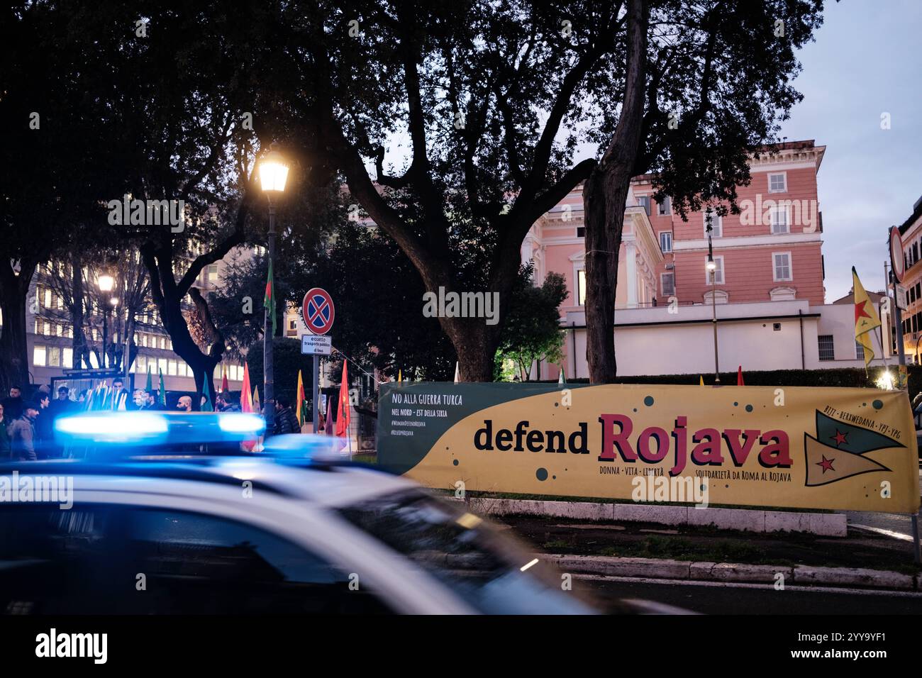 Rome, demonstration Defending Rojava, for a new democratic Syria. Rally called by the Kurdistan ...