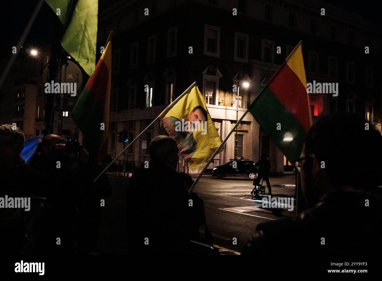 Rome, demonstration Defending Rojava, for a new democratic Syria. Rally called by the Kurdistan ...