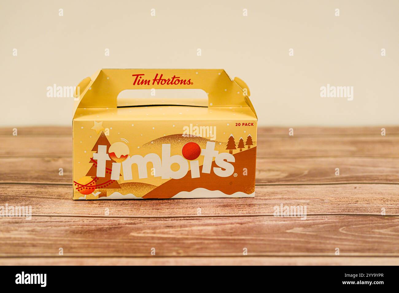 December 6 2024 - Calgary Alberta Canada - Tim Hortons Timbits box ...