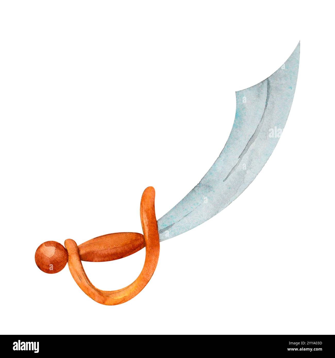 A classic pirate sabre with a curved blade and decorated handle ...