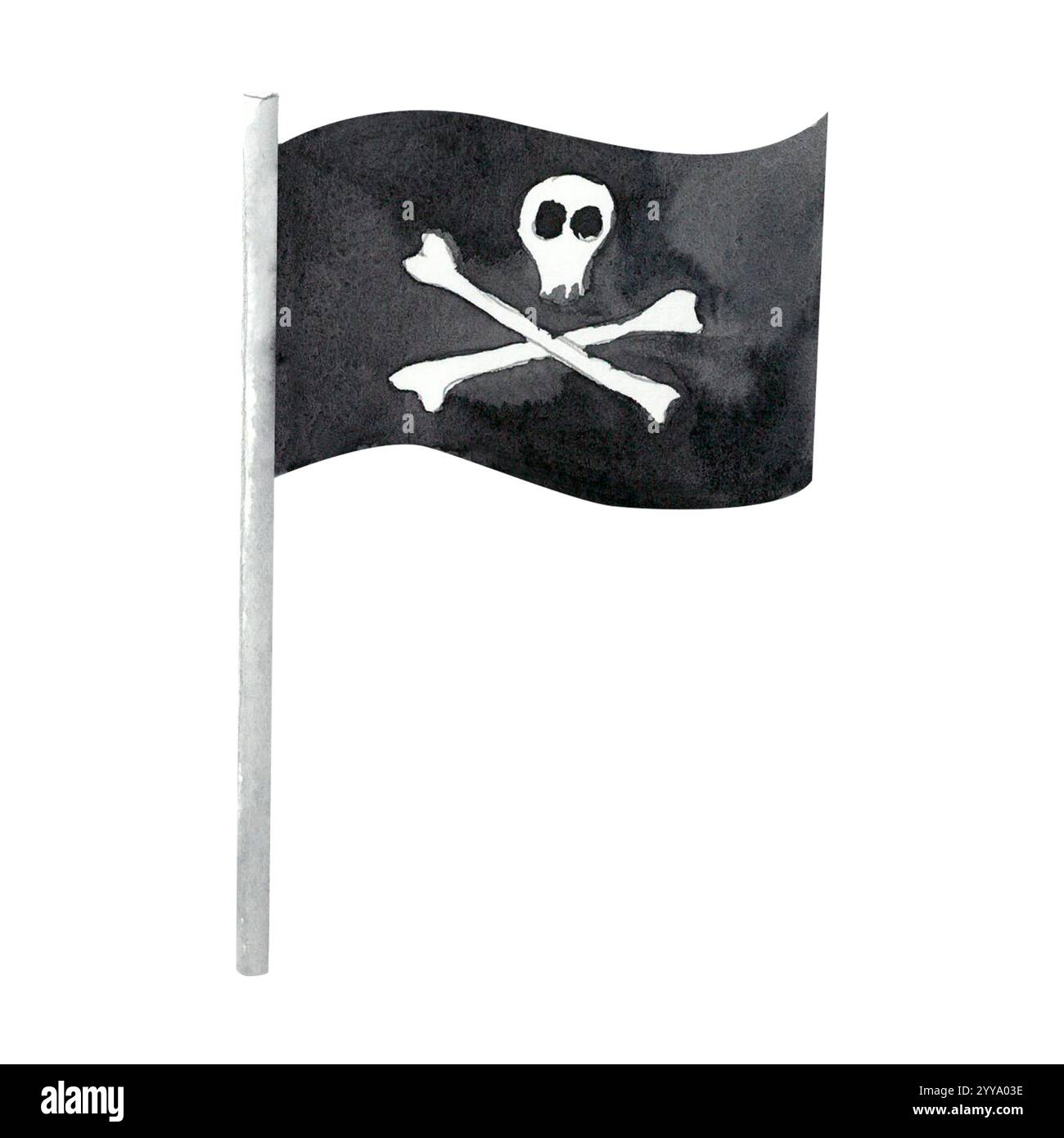 Weathered Jolly Roger flag with a skull and crossed bones, drawn in ...