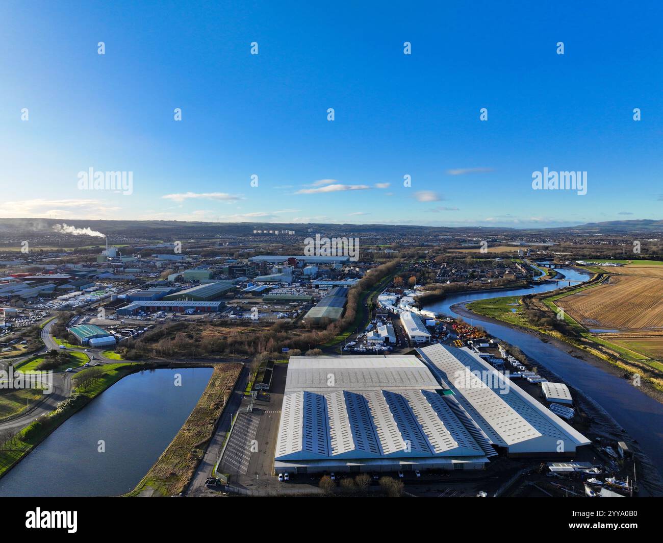 Aerial drone view of Forth Ports Grangemouth Docks Stock Photo - Alamy