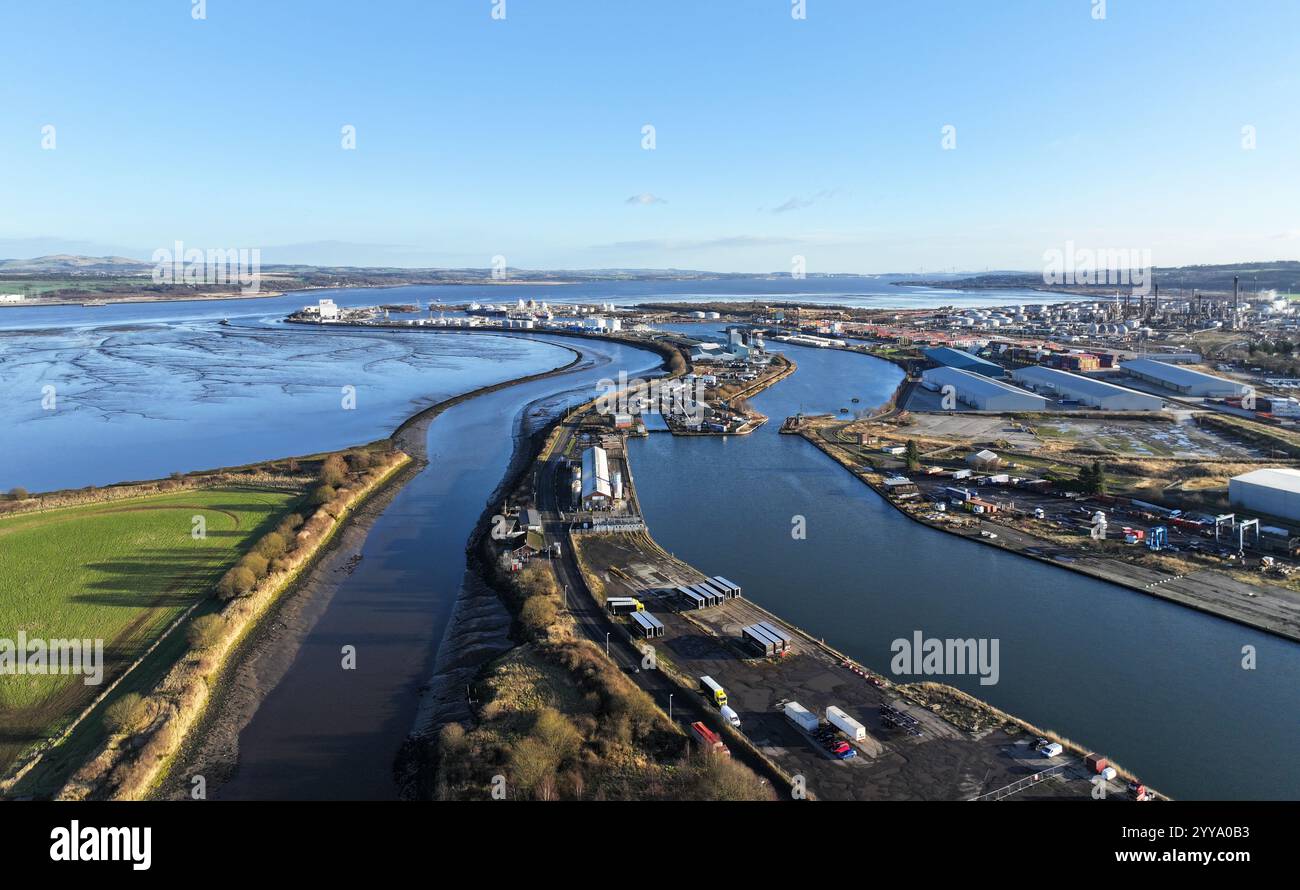 Aerial drone view of Forth Ports Grangemouth Docks Stock Photo - Alamy