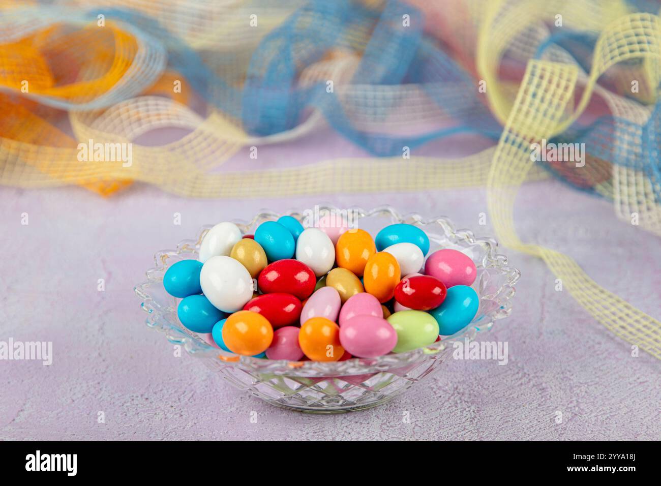 Colorful almond candy. Small colorful candies with almonds inside ...