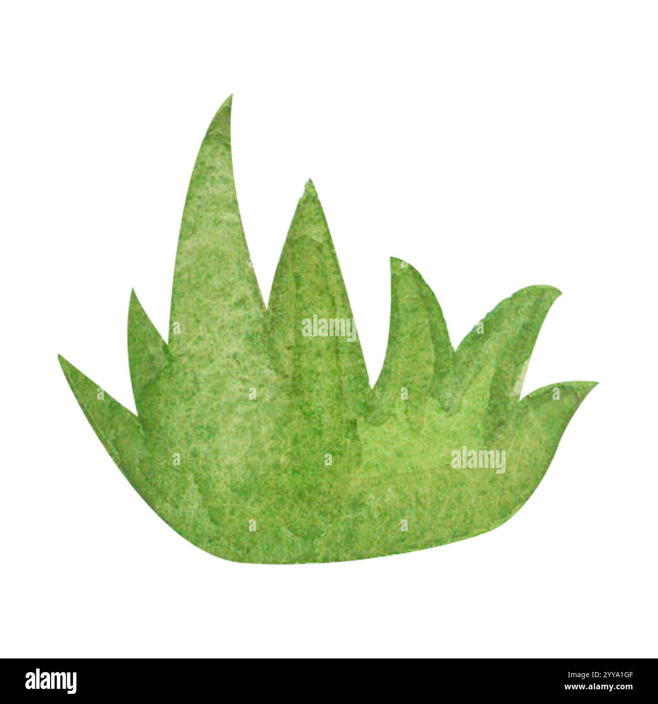 Green grassy patch or meadow shape. Watercolor clipart in a stylized ...