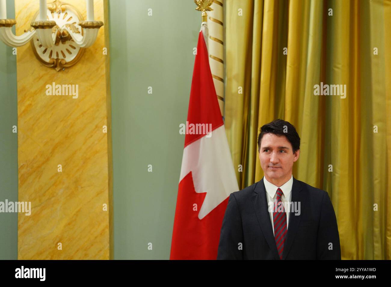 Prime Minister Justin Trudeau looks on during a cabinet swearing-in ...