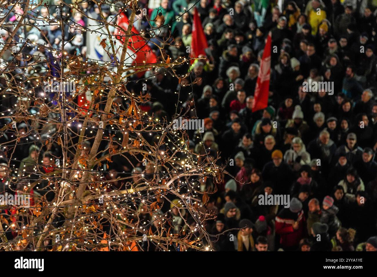 Brescia, Italia. 20th Dec, 2024. The anti-fascist demostration ...