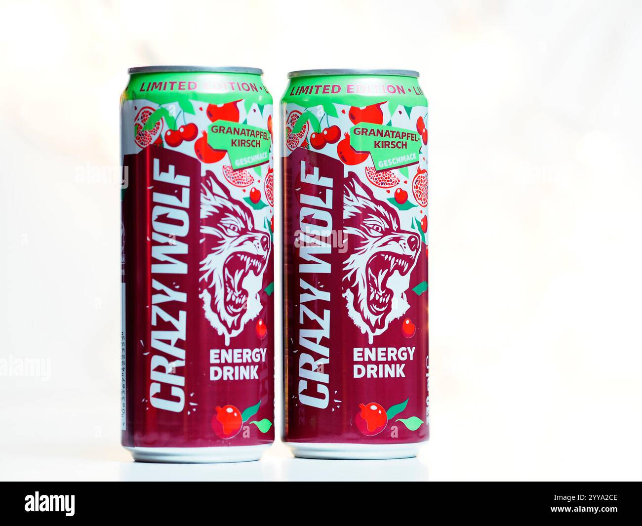 In this photo illustration, cans of Crazy Wolf energy drink, produced ...