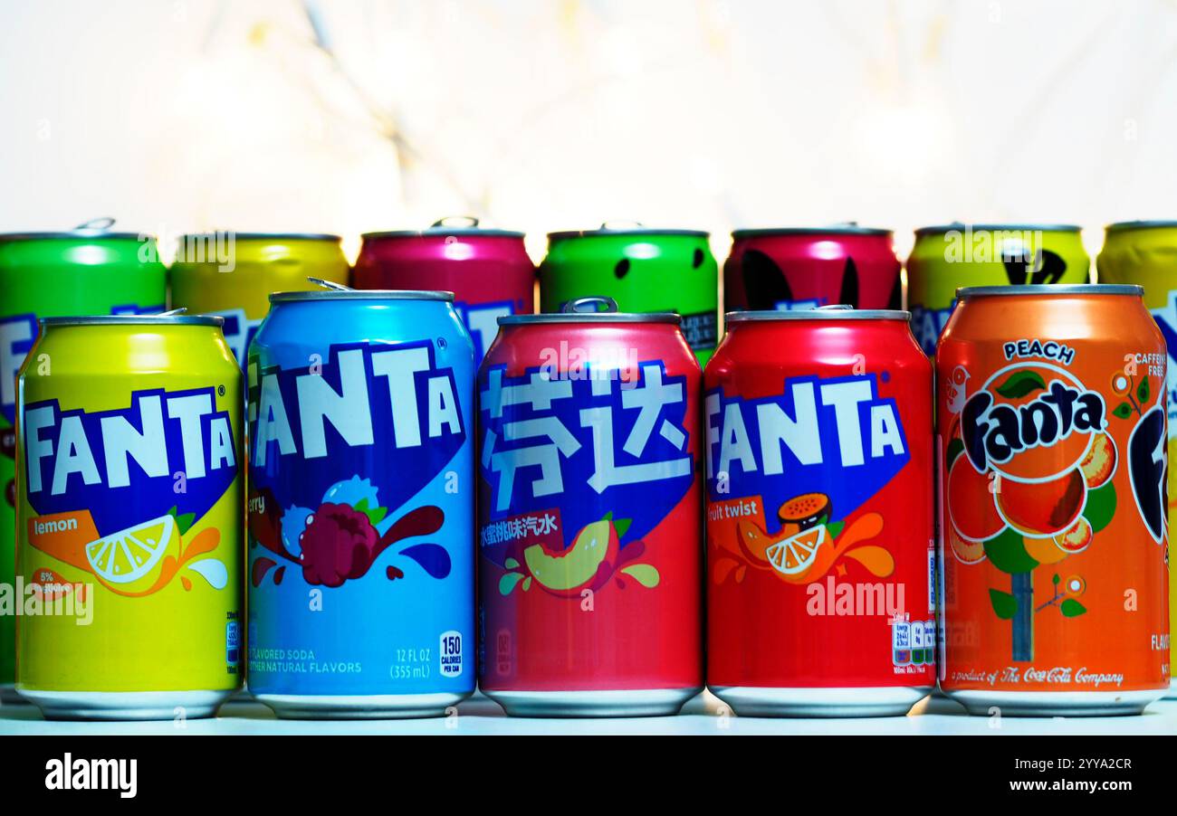 Germany. 20th Dec, 2024. In this photo illustration, cans of Fanta in ...