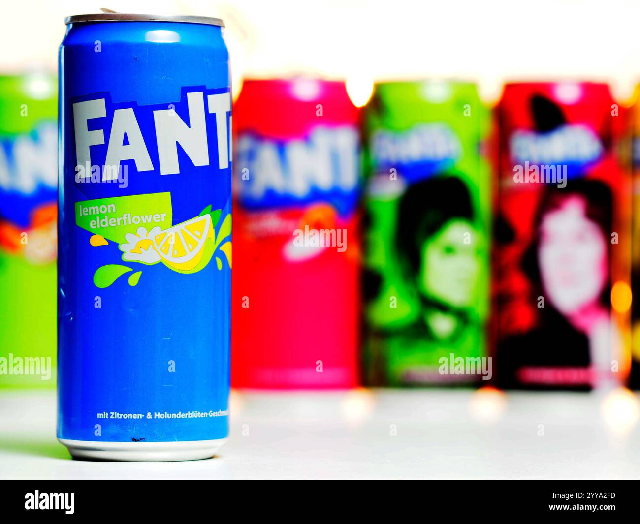 In this photo illustration, can of Fanta with lemon and elderflower ...