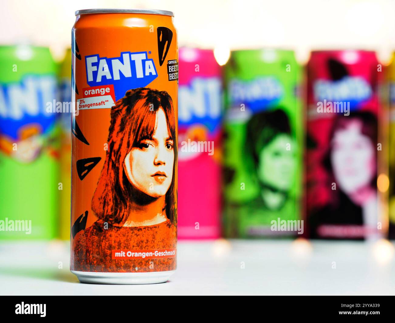 In this photo illustration, can of Fanta official partner of the movie ...