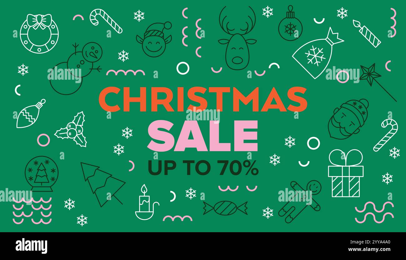 Christmas sale 70% off banner Stock Vector Images - Alamy
