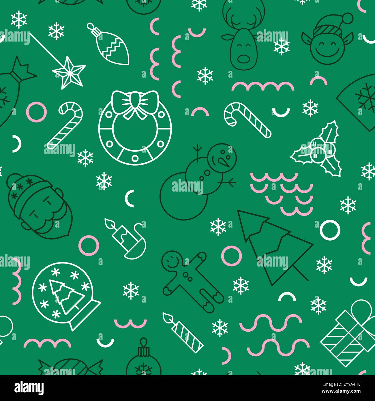 Green Christmas Line Seamless Pattern Stock Vector Image & Art - Alamy