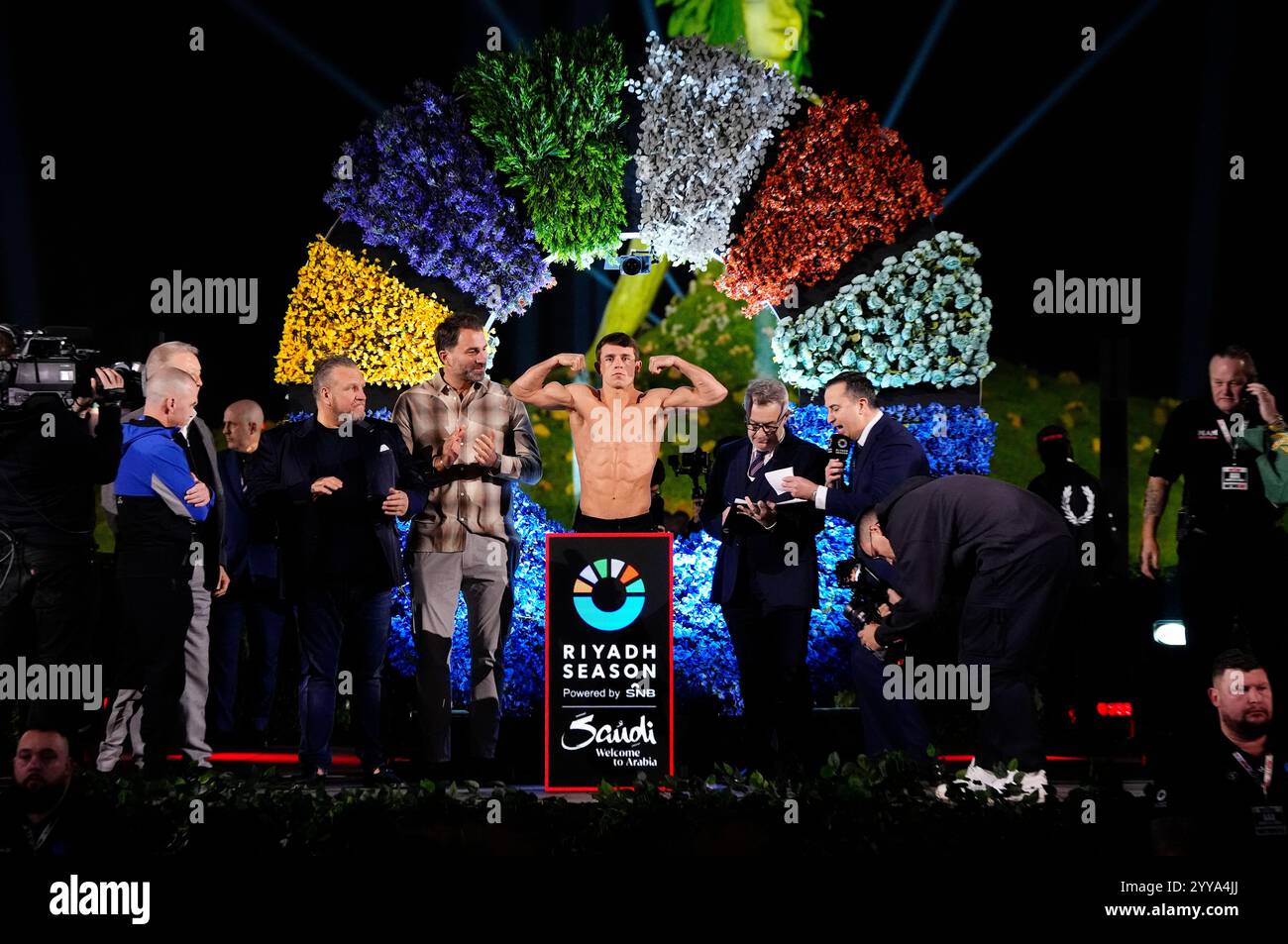 Peter McGrail during a weigh-in in Riyadh. Tyson Fury and Oleksandr ...