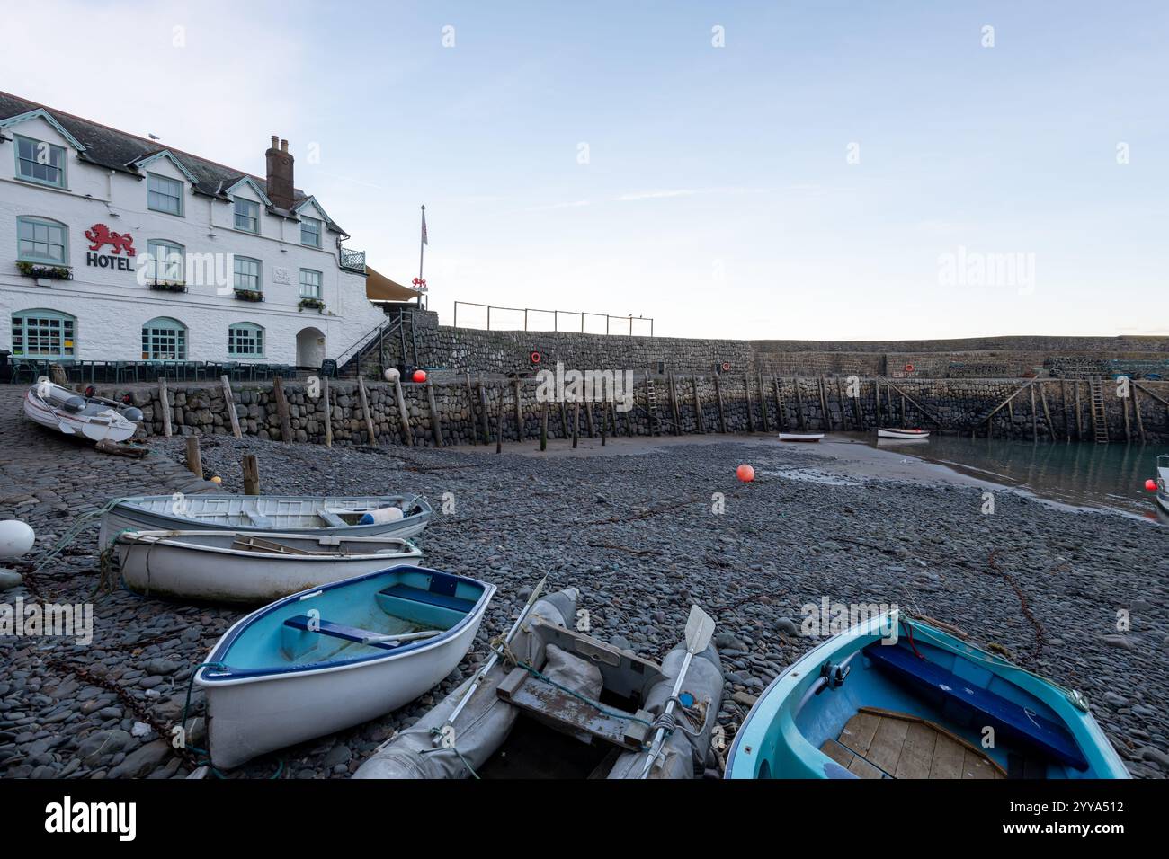 Clovelly.Devon.United Kingdom.January 19th 2024.Photo of the quay at ...