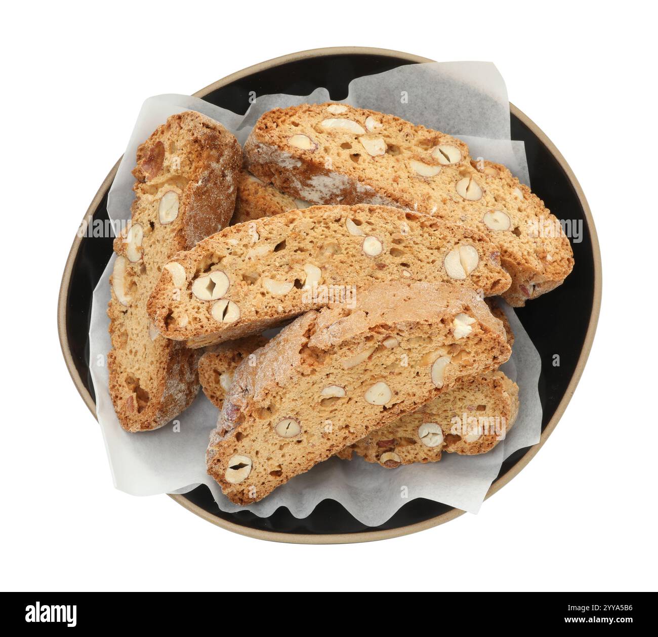 Traditional Italian almond biscuits (Cantucci) in bowl isolated on ...