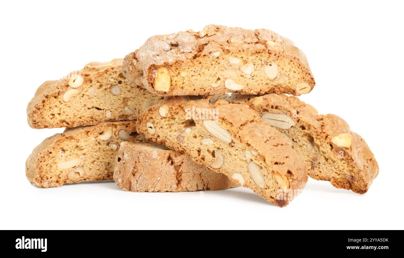 Traditional Italian almond biscuits (Cantucci) isolated on white Stock ...