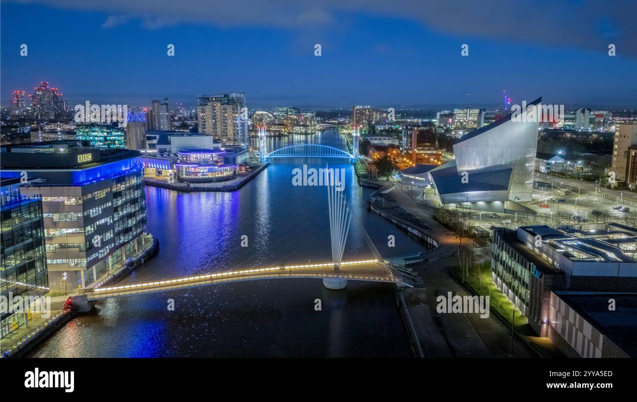 Salford Quays, Manchester, England,. Ariel view of Salford Quays ...