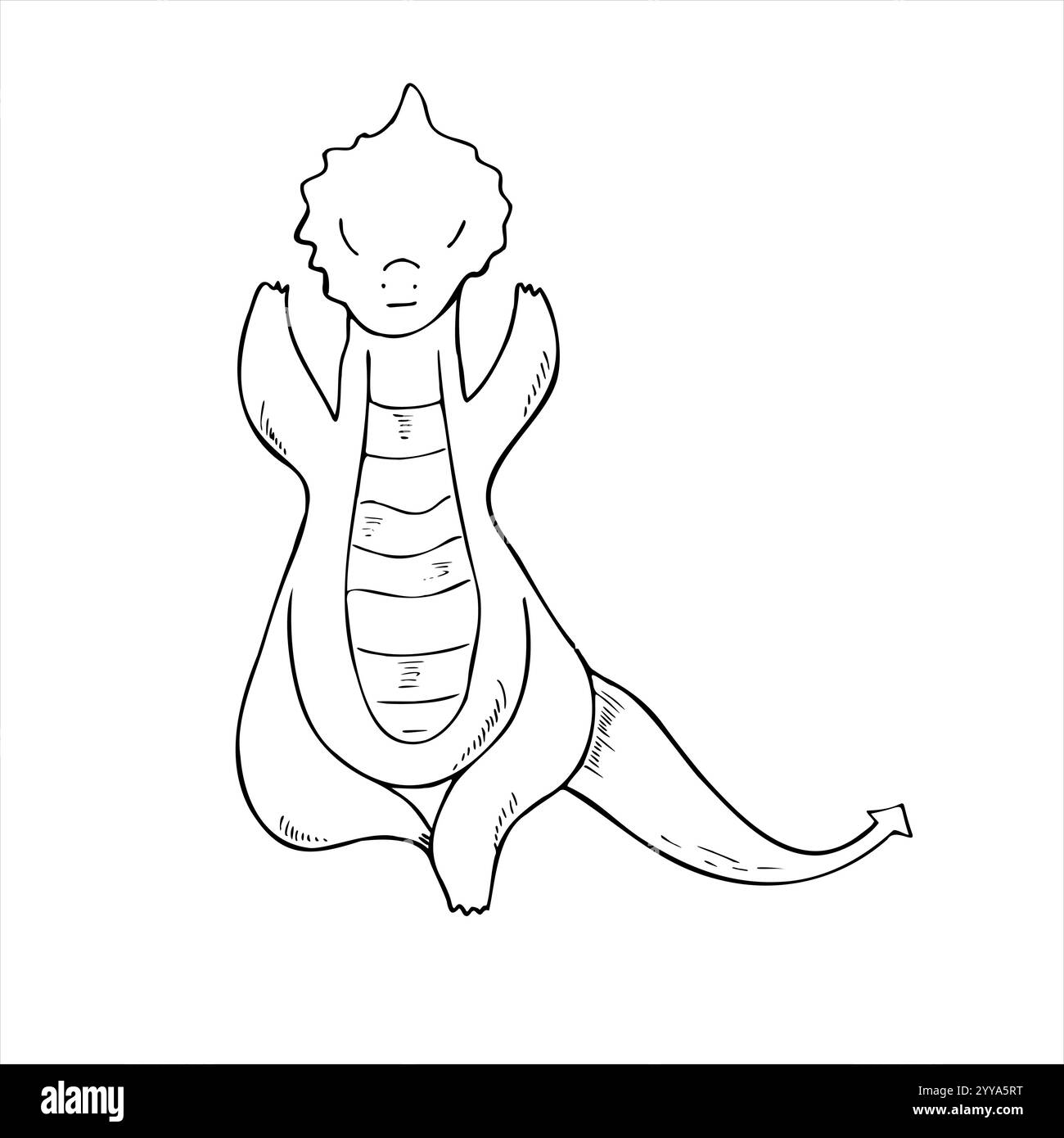 Graphic monochrome dragon meditating and practicing Vrikshasana ink ...