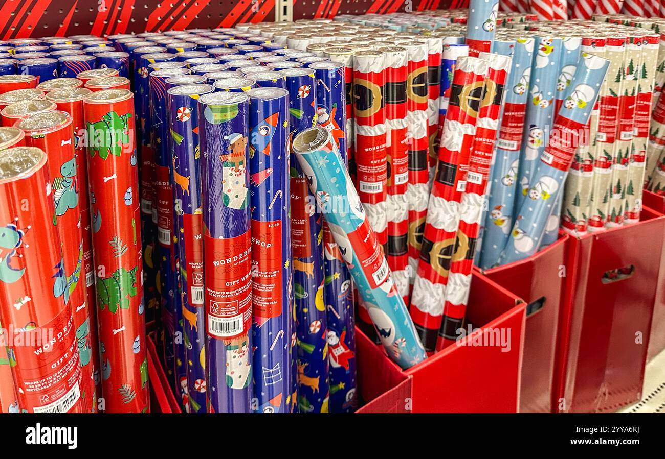 Selection of holiday wrapping paper at a retail store Stock Photo - Alamy