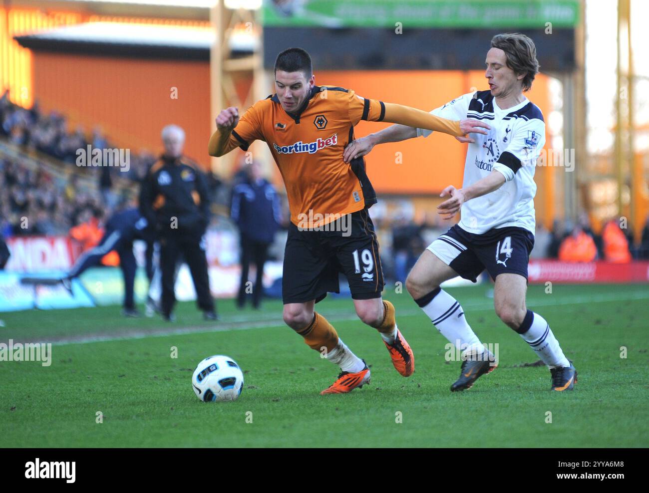 Adam Hammill of Wolves and Luka Modrić of Spurs. Barclays Premier ...