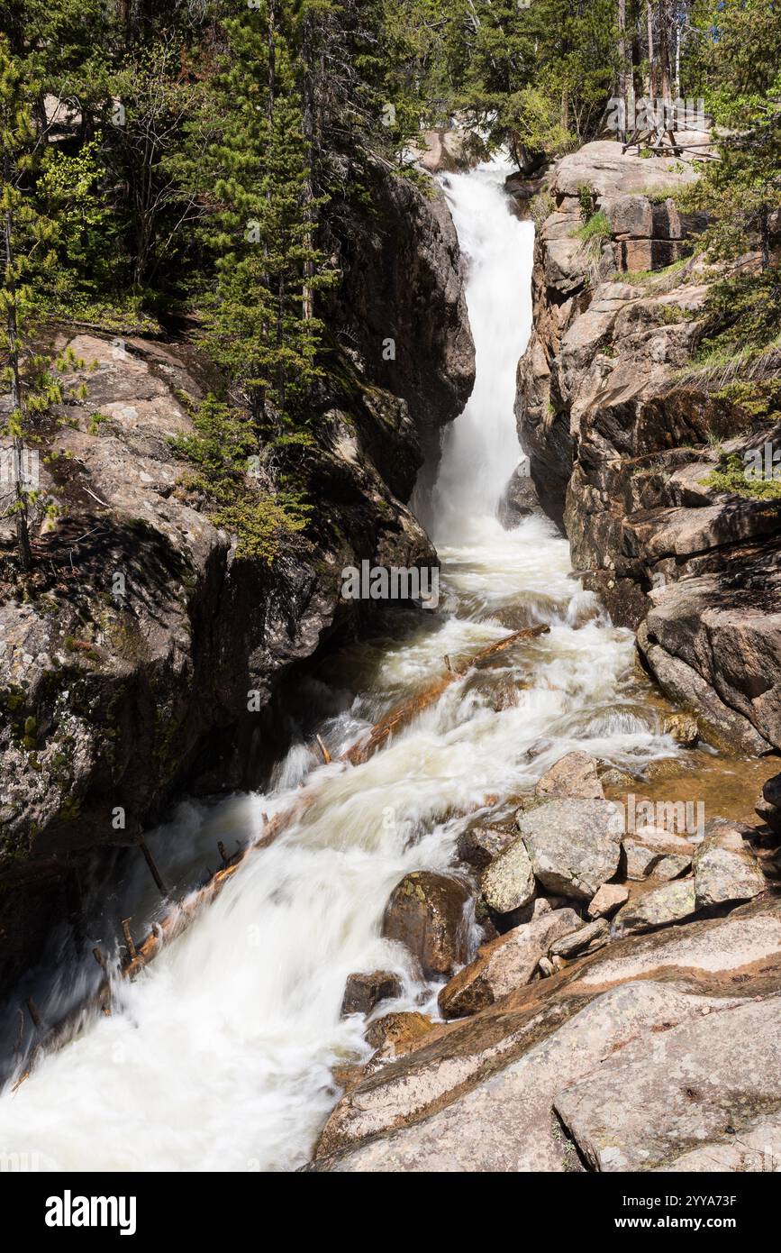 Dramatic movement of the Fall River, from the high mountain melting ...