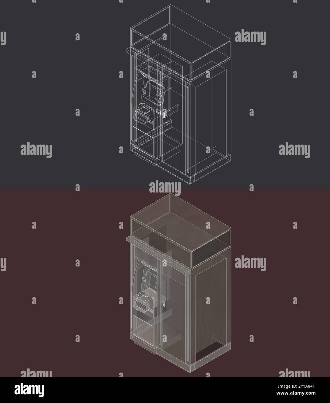 ATM Booth with Space for Ad and Profile Lighting Stock Photo - Alamy