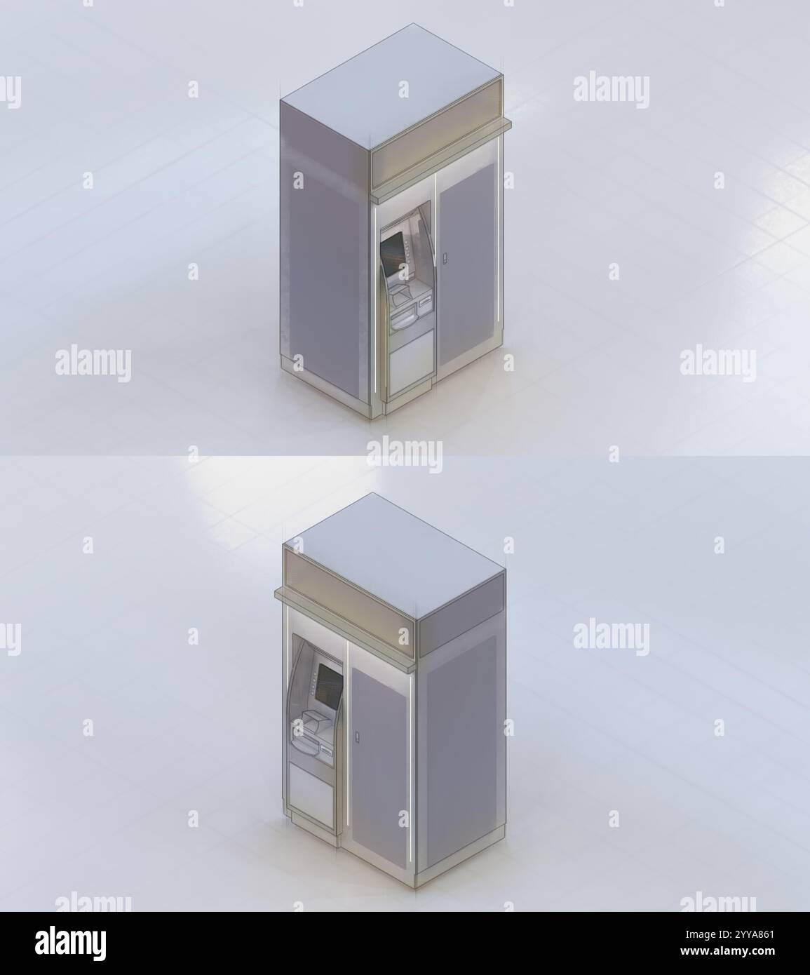 ATM Booth with Space for Ad and Profile Lighting Stock Photo - Alamy